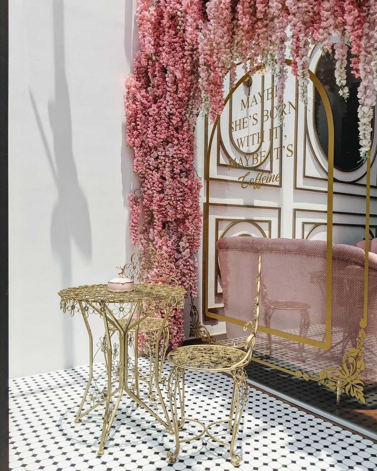 All New Cafe with Amazing Pink Flower Display Interior which Will Worth ...