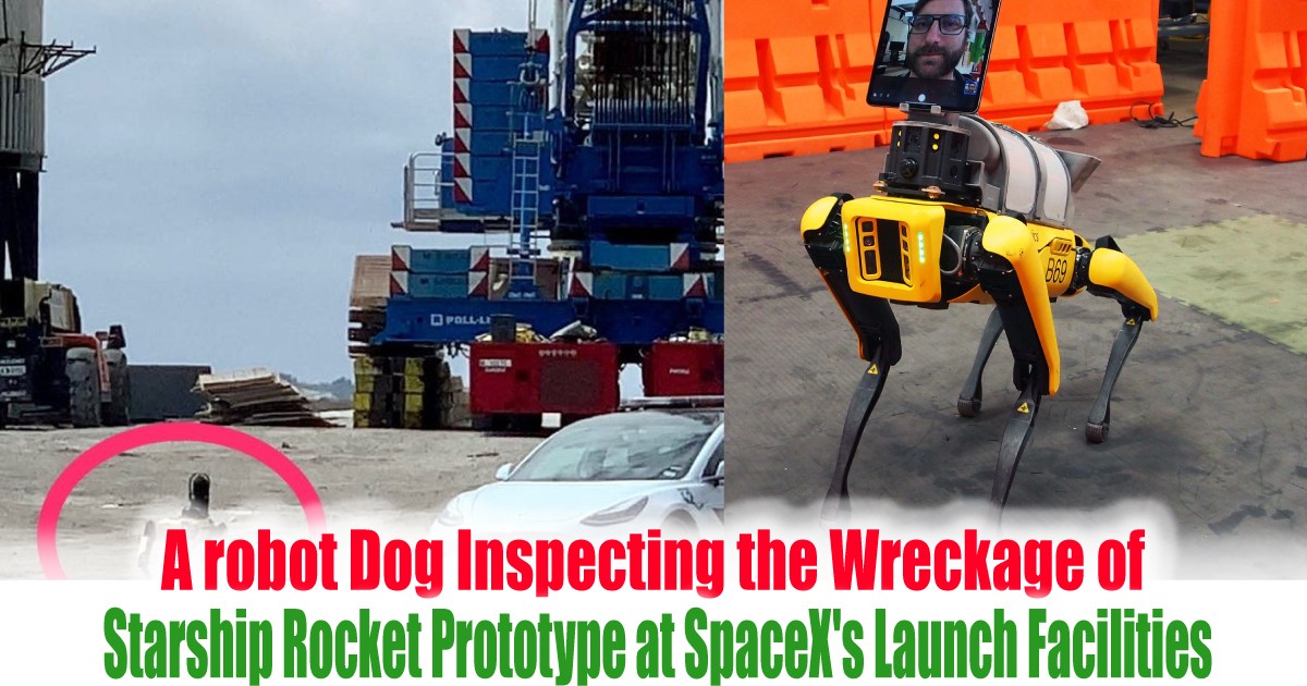 A robot Dog Inspecting the Wreckage of Starship Rocket Prototype at ...